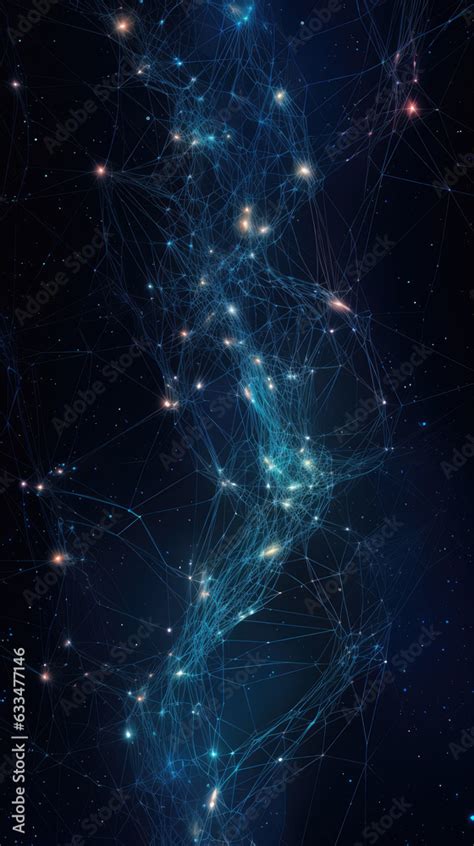Abstract Neural Network Of Glowing Blue Particles And Lines On Dark Backdrop Digital Background