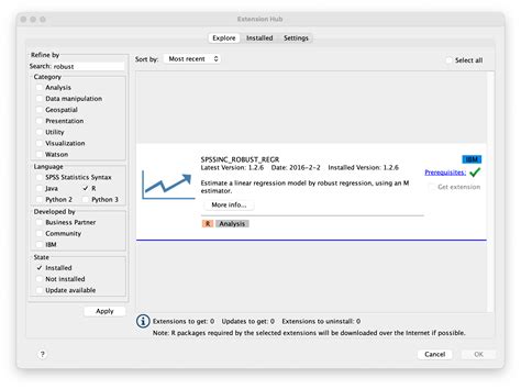 robust regression and essentials plugin for v28 spss statistics