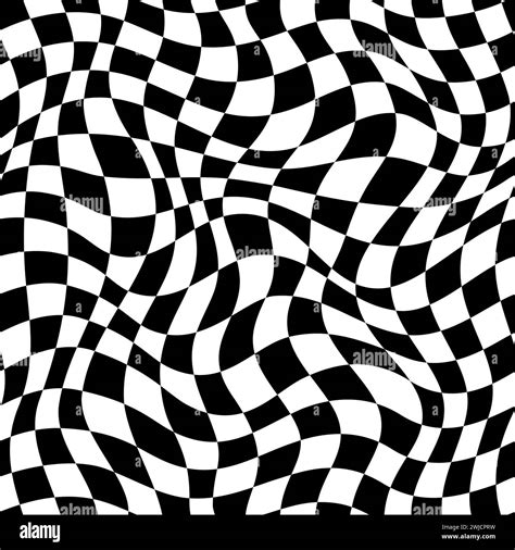 Wavy Checker Pattern Or Trippy Checkerboard Background With Optical