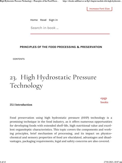 High Hydrostatic Pressure Technology Principles Of The Food Processing And Preservation Pdf