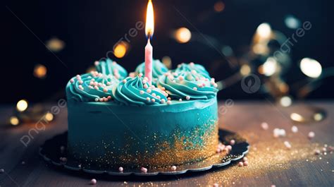 그것에 촛불이 달린 파란색 생일 케이크 생일 축하의 그림 배경 일러스트 및 사진 무료 다운로드 Pngtree