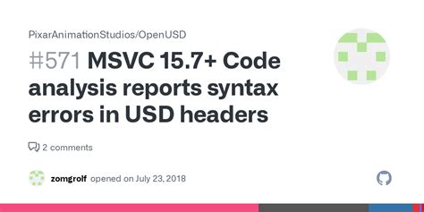 Msvc 157 Code Analysis Reports Syntax Errors In Usd Headers · Issue
