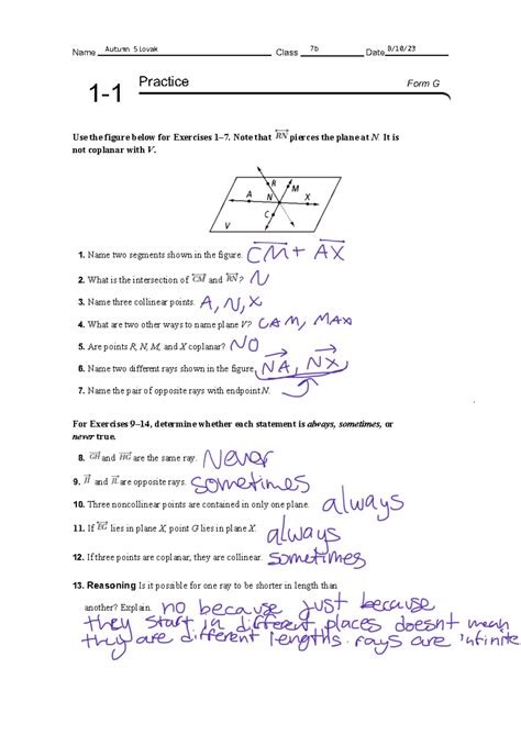 Unit 1 1 Hw Unit 1 Part One Honors Geometry Homework Name Class