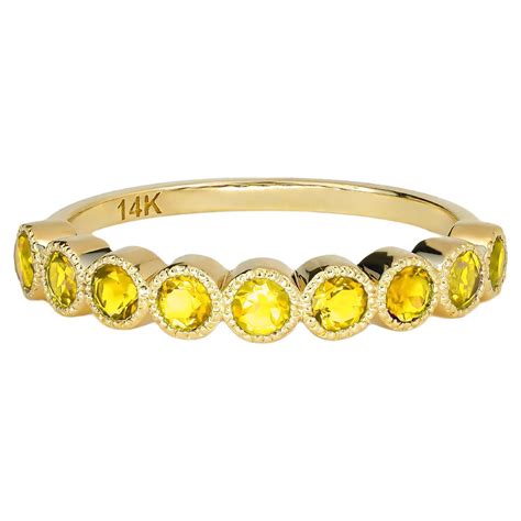 Yellow Gem Half Eternity 14k Gold Ring For Sale At 1stdibs