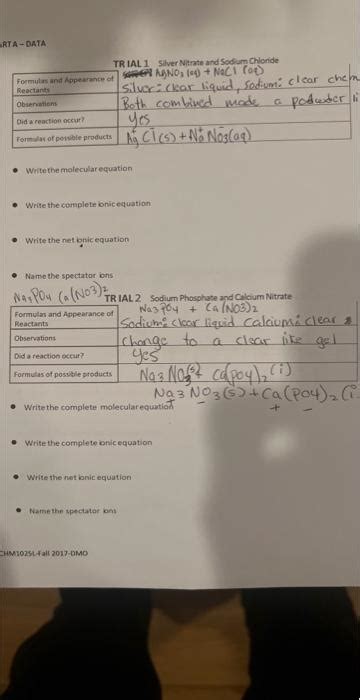 Solved Writethe Molecular Equation Write The Coumplete Onic Chegg Com