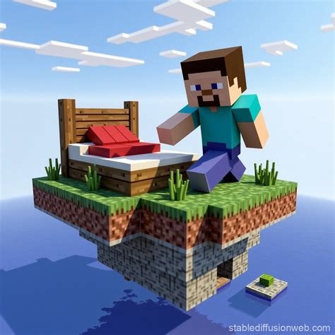 Minecraft Steve Punching A Block Bed Stable Diffusion Online