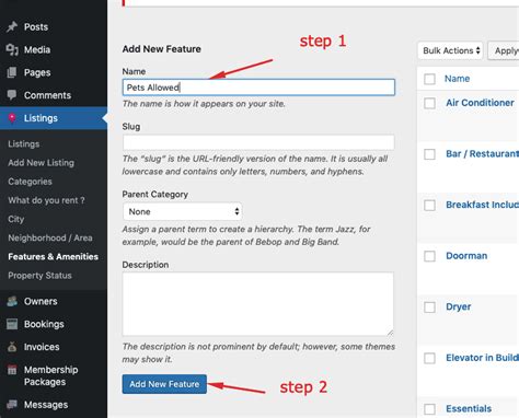 Theme Options Features And Amenities WP Rentals Help