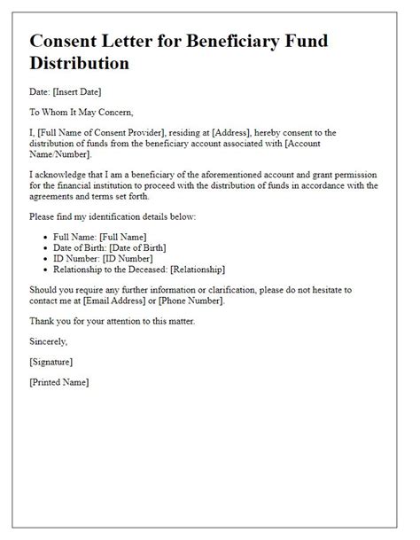 Letter Template For Beneficiary Release Of Funds Authorization Free