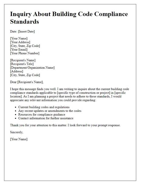 Letter Template For Building Code Compliance Free Samples In Pdf Letterin