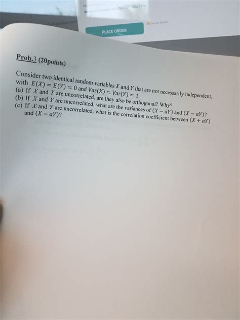 Solved Consider Two Identical Random Variables X And Y That