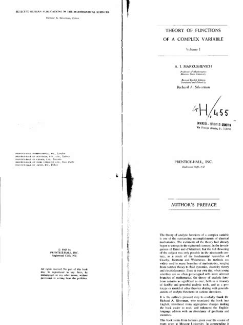 markushevich theory of functions of a complex variable 1 pdf