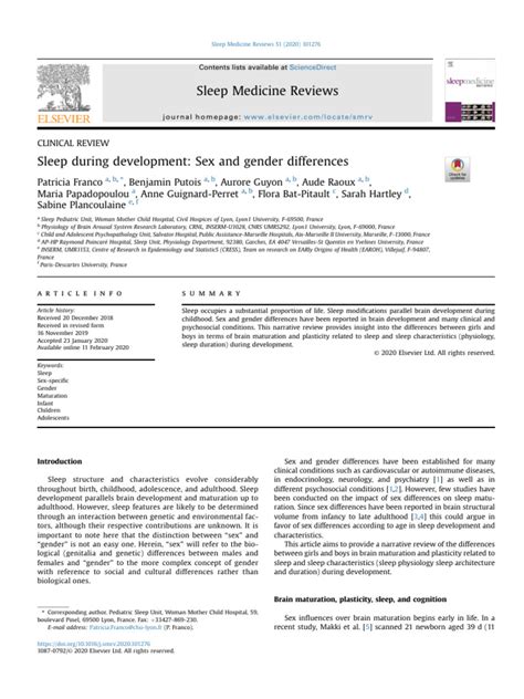 Sleep During Development Sex And Gender Differences Pdf Sleep