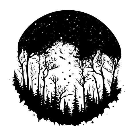 Enchanted Forest Under A Starry Sky Svg Png Dxf Files Cricut Silhouette Laser Machines