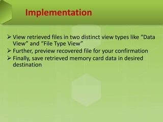 Recover Data From Memory Card PPT