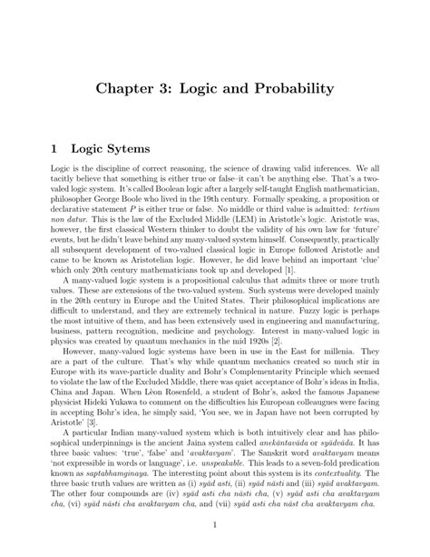 PDF Chapter 3 Logic And Probability 1 Logic Sytems