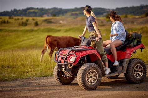 Atv Quad Bike Of Mountainsgirl Have Fun At Journey Stock Image Image