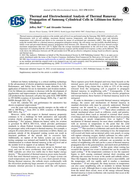 Pdf Thermal And Electrochemical Analysis Of Thermal Runaway