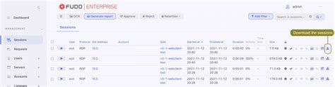 exporting sessions — fudo enterprise 5 3 system documentation