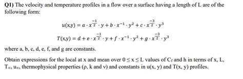 solved q1 the velocity and temperature profiles in a flow
