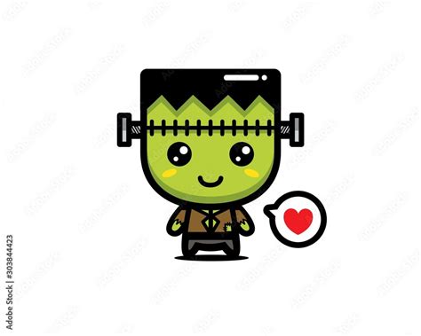 Cute Frankenstein Vector Cartoon Design Stock Vector Adobe Stock