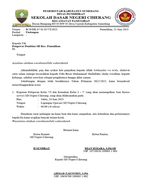Surat Undangan Kenaikan Kelas Pdf