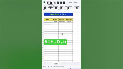 data entry in ms excel tips andtrick for learn ms excel exceltips