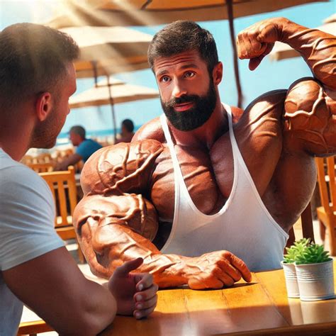 Enjoying The Sun A Nice Drink And A Flex With The Dreamy Muscle Daddy