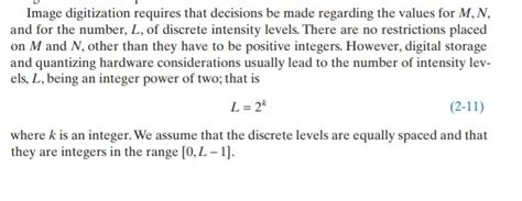 why are intensity quantization levels defined in multiples of powers of
