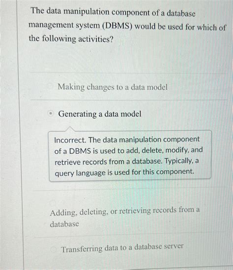 solved the data manipulation component of a database