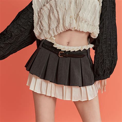 딘트 Sk2645 리트 플리츠 로우웨이스트 미니 스커트3rd Reorder 위시버킷
