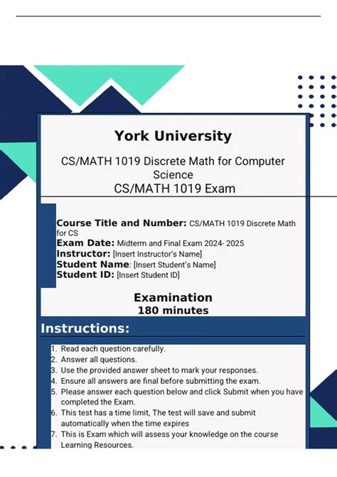 Csmath 1019 Discrete Math For Computer Science Math 1019 Class