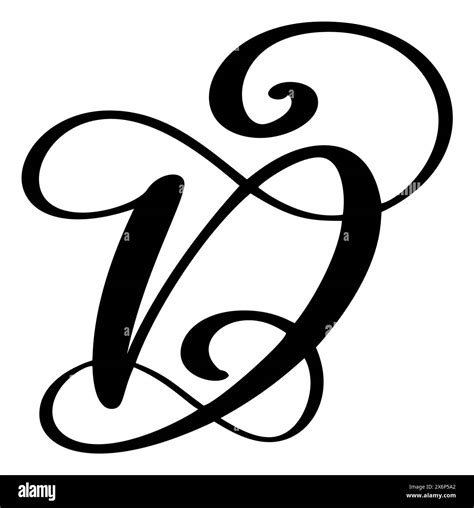 Vector Calligraphy Hand Drawn Letter D Logo Script Font Handwritten Brush Style Stock Vector