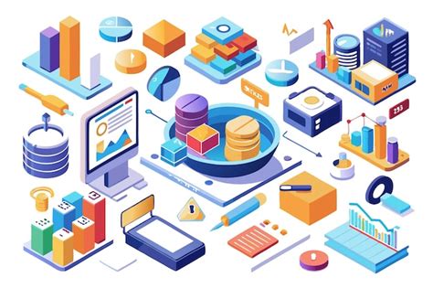 Isometric Illustration Of Data Analysis And Analytics Elements