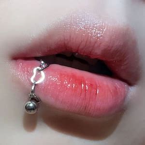 Heart Chain Lip Ring Personality Lip Ring Punk Style Ring Sweet Lip