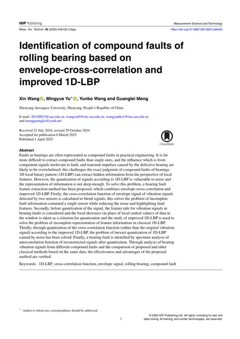 identification of compound faults of rolling bearing based on envelope