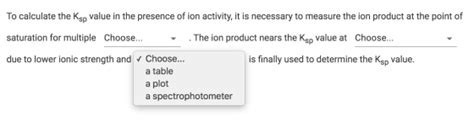 to calculate the ksp value in the presence of ion activity it is
