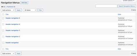 Multiple Navigation Menus Are Being Created · Issue 38157 · Wordpress