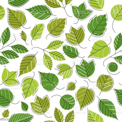 Stylish Cartoon Leaves Seamless Vector Pattern Endless Wallpaper Or