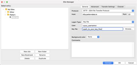 Setting Up The Pattern Sftp Pattern Data