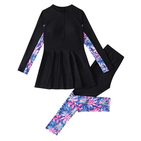 Two Piece Swimwear Girls Swimsuit Long Sleeve Rash Guard Swim Pants