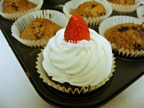 딸기 생크림 머핀 만들기노버터 베이킹