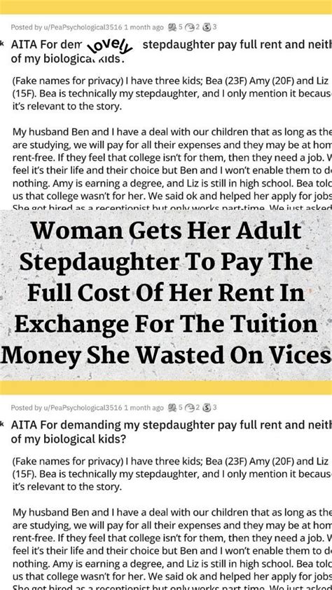 Woman Gets Her Adult Stepdaughter To Pay The Full Cost Of Her Rent In