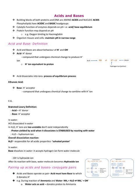 Acids And Bases Done Lecture And Textbook Notes Acids And Bases Building Blocks Of Both