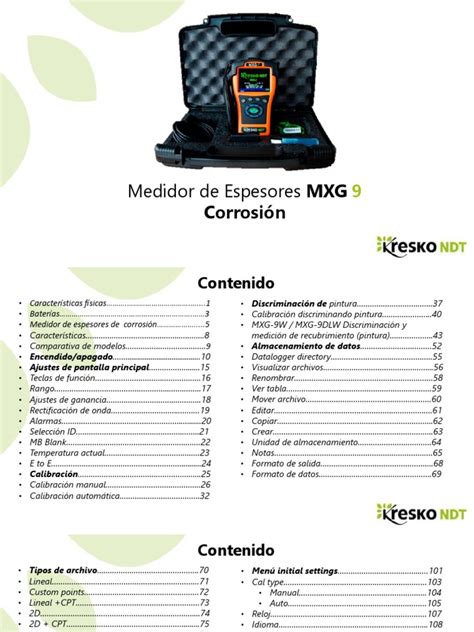 Manual De Operacion Mxg 9 Pdf Revestimiento Calibración