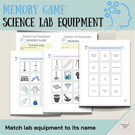 Printable Memory Game Science Lab Equipment Matching Game Instant Downloadmatching Science