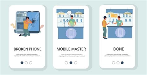 Premium Vector Phone Repair Mobile App Onboarding Screens Vector Template