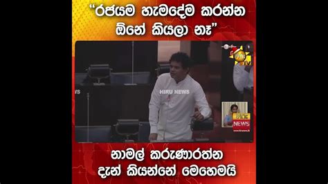 රජයම හැමදේම කරන්න ඕනේ කියලා නෑ නාමල් කරුණාරත්න දැන් කියන්නේ මෙහෙමයි Hiru News Youtube
