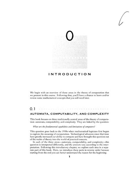 introduction to the theory of computation part one | PDF