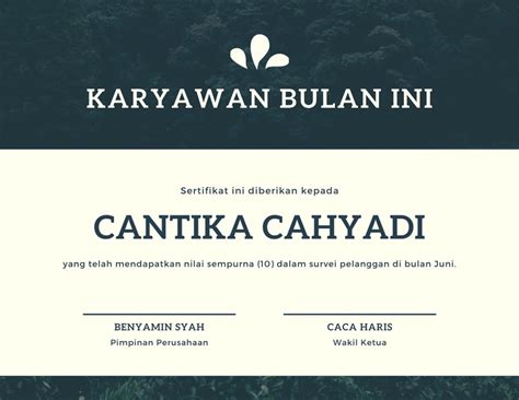 Gratis Contoh Sertifikat Karyawan Terbaik Keren Canva