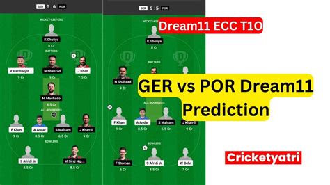 Ger Vs Por Dream11 Prediction In Hindi Fantasy Cricket Pitch Report Dream11 Team T10 Match